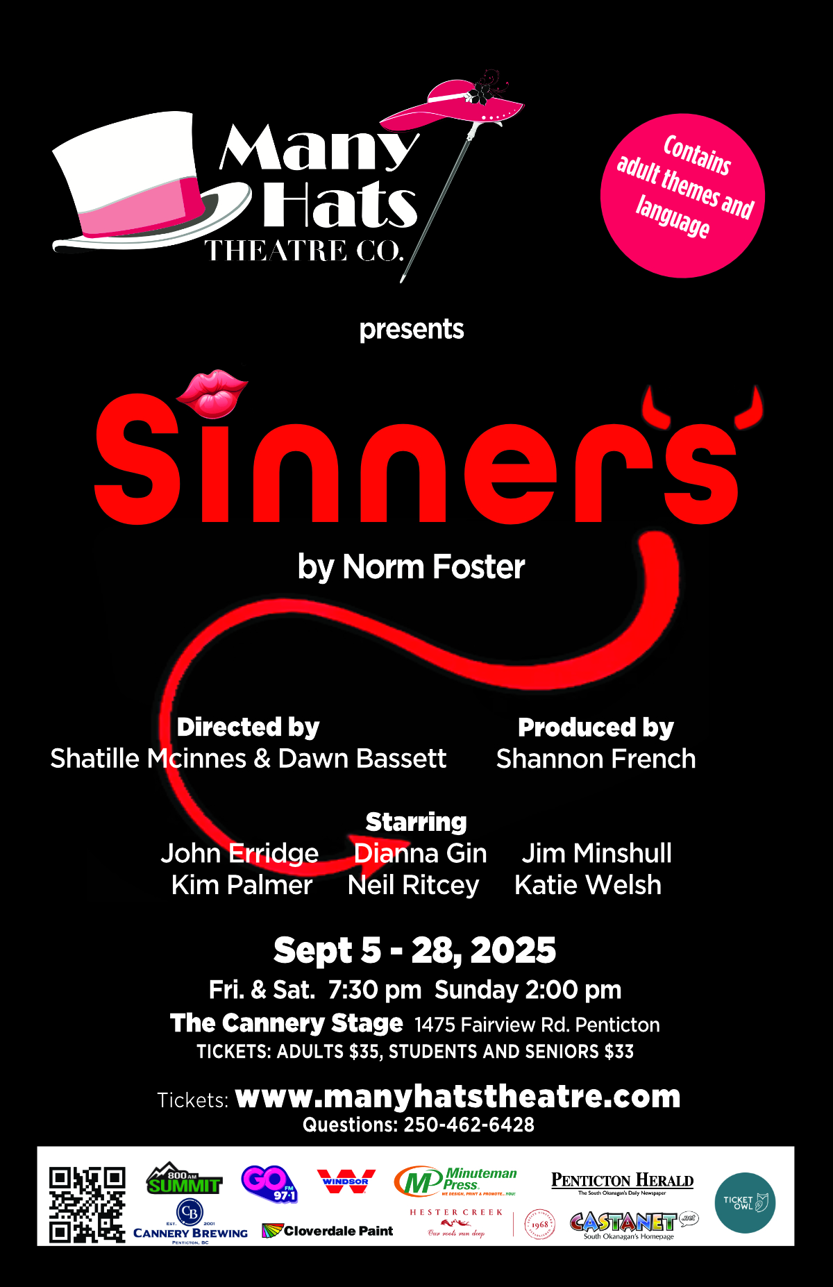 Live Theatre: Sinners by Norm Foster at Many Hats Theatre Company ...